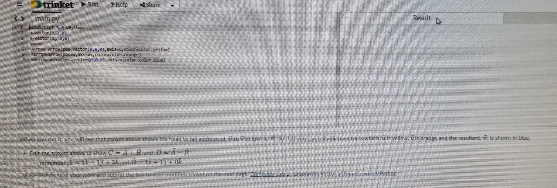 Solved trinket Run 2 Help Share KI Result mam.PN lowscript | Chegg.com