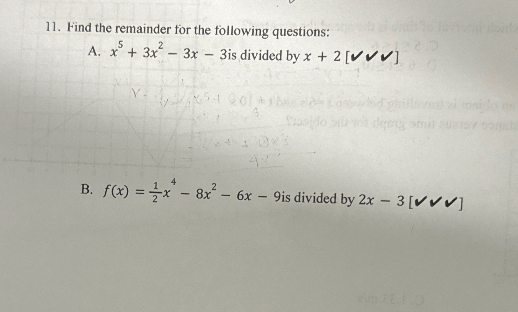 Solved Find the remainder for the following | Chegg.com