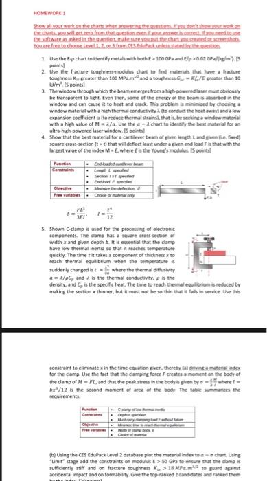 Solved HOMEWOWK 1 1. Use the E.p chart to identify metals | Chegg.com
