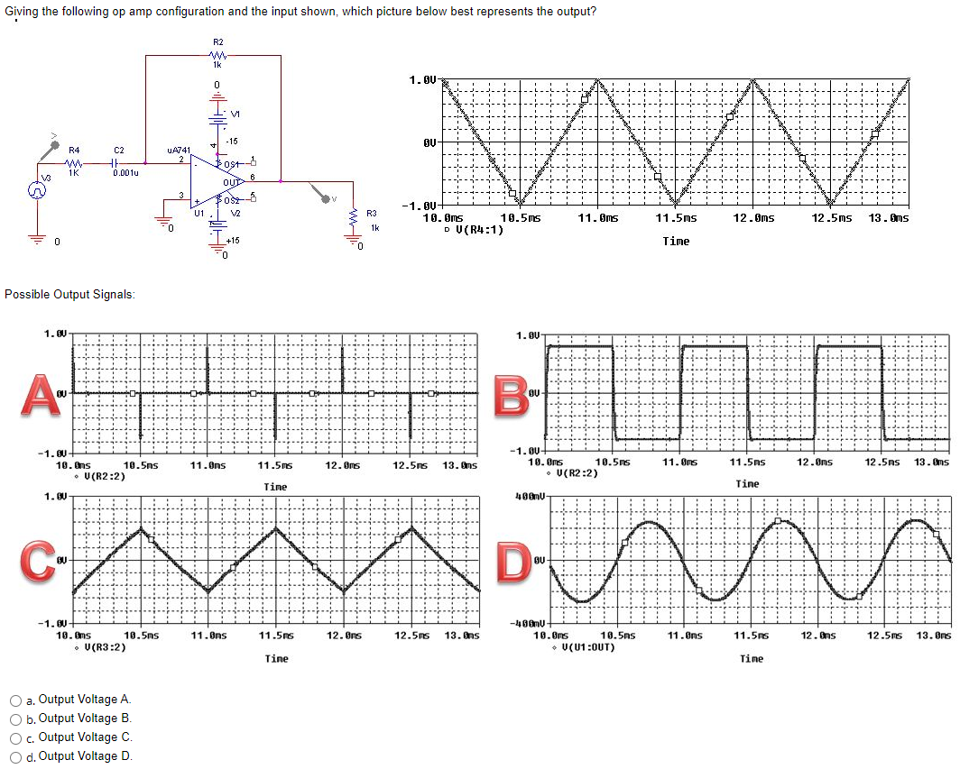Solved Giving the following op amp configuration and the | Chegg.com