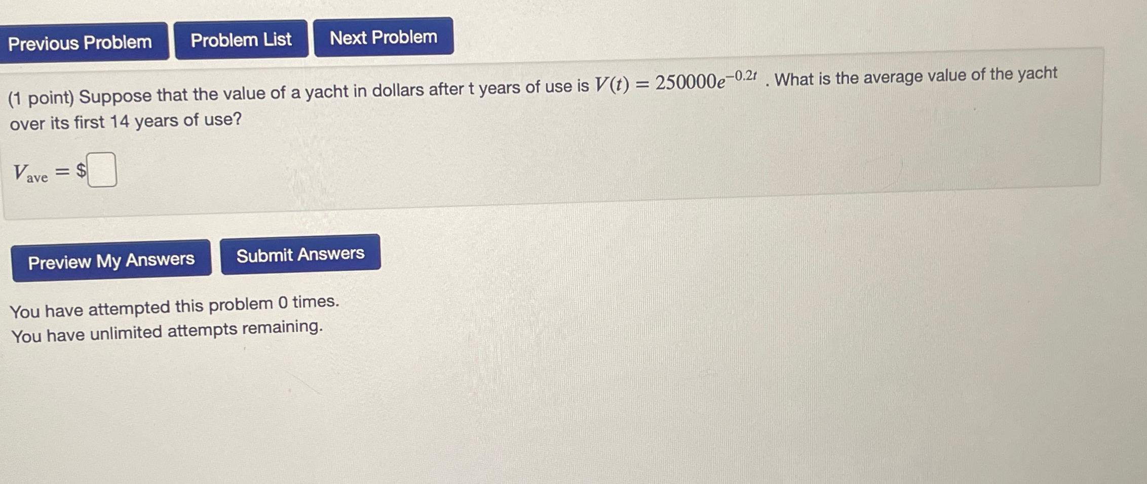 Solved Previous Problem(1 ﻿point) ﻿Suppose that the value of | Chegg.com
