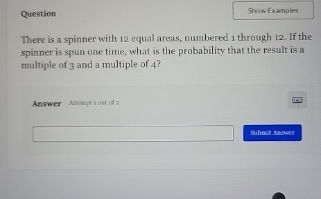 Solved QuestionThere is a spinner with 12 ﻿equal areas, | Chegg.com
