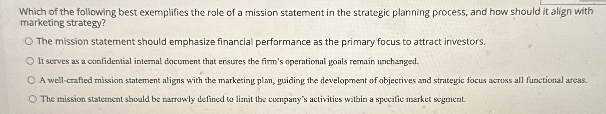 Solved Which of the following best exemplifies the role of a | Chegg.com