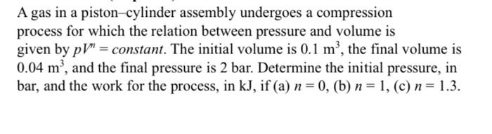 Solved A gas in a piston-cylinder assembly undergoes a | Chegg.com