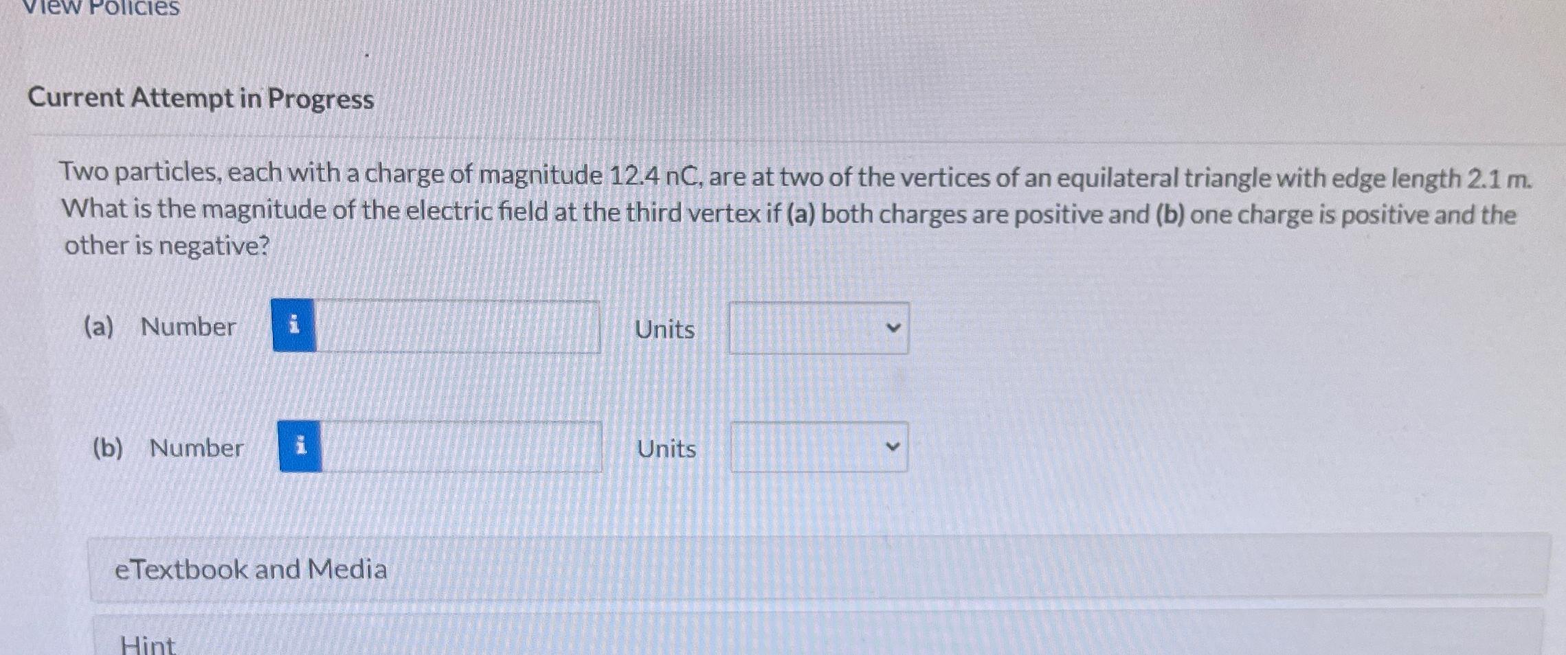 Solved Current Attempt in ProgressTwo particles, each with a | Chegg.com