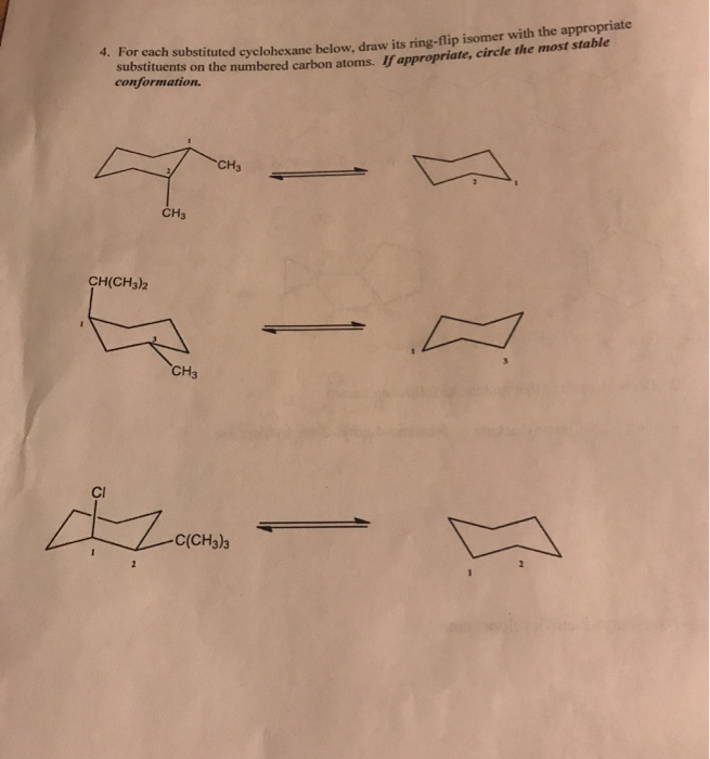 Solved 4. For each substituted cyclohexane substituents on | Chegg.com
