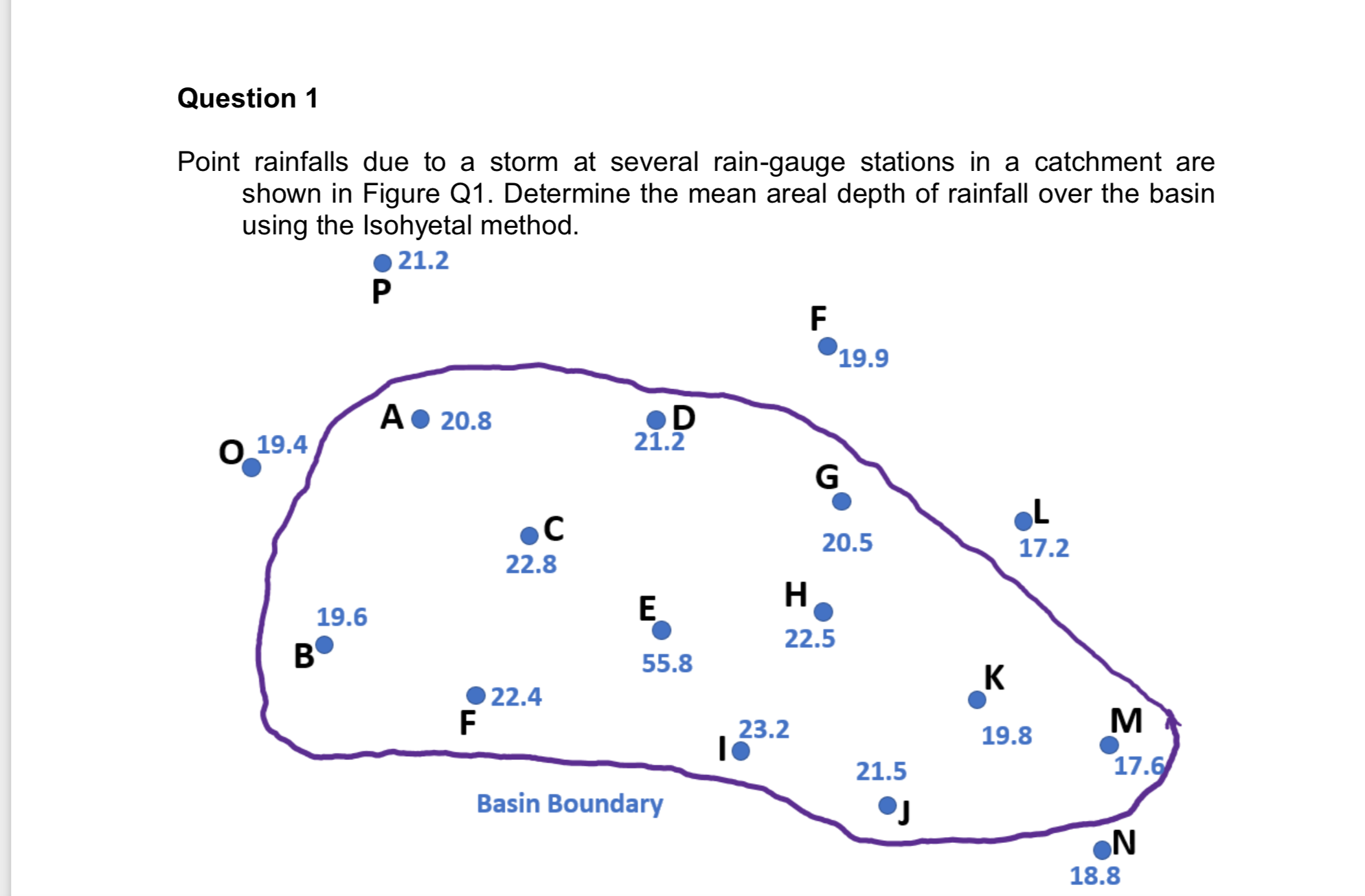 Solved Question 1Point rainfalls due to a storm at several | Chegg.com