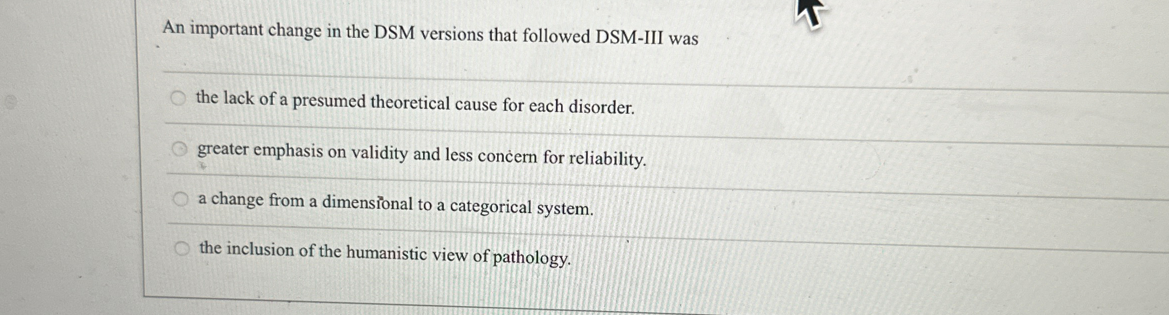 Solved An important change in the DSM versions that followed | Chegg.com