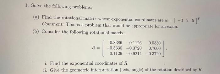 Solved 1. Solve the following problems: (a) Find the | Chegg.com