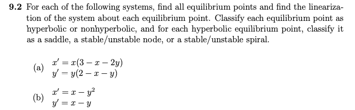 9.2 ﻿For each of the following systems, find all | Chegg.com