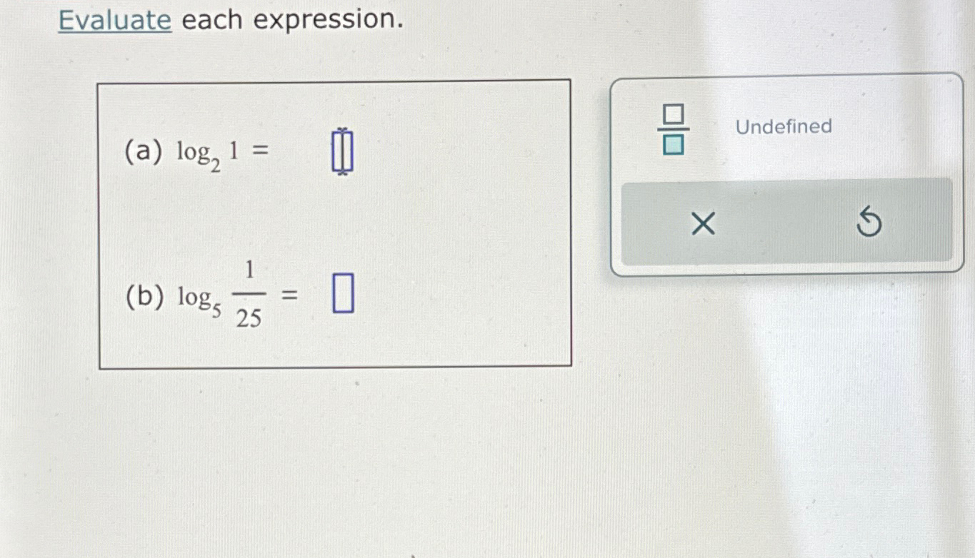 Solved Evaluate each expression.(a) log21=(b) log5(125)= | Chegg.com