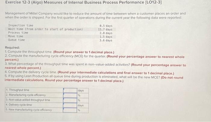 Solved Exercise 12-3 (Algo) Measures of Internal Business | Chegg.com