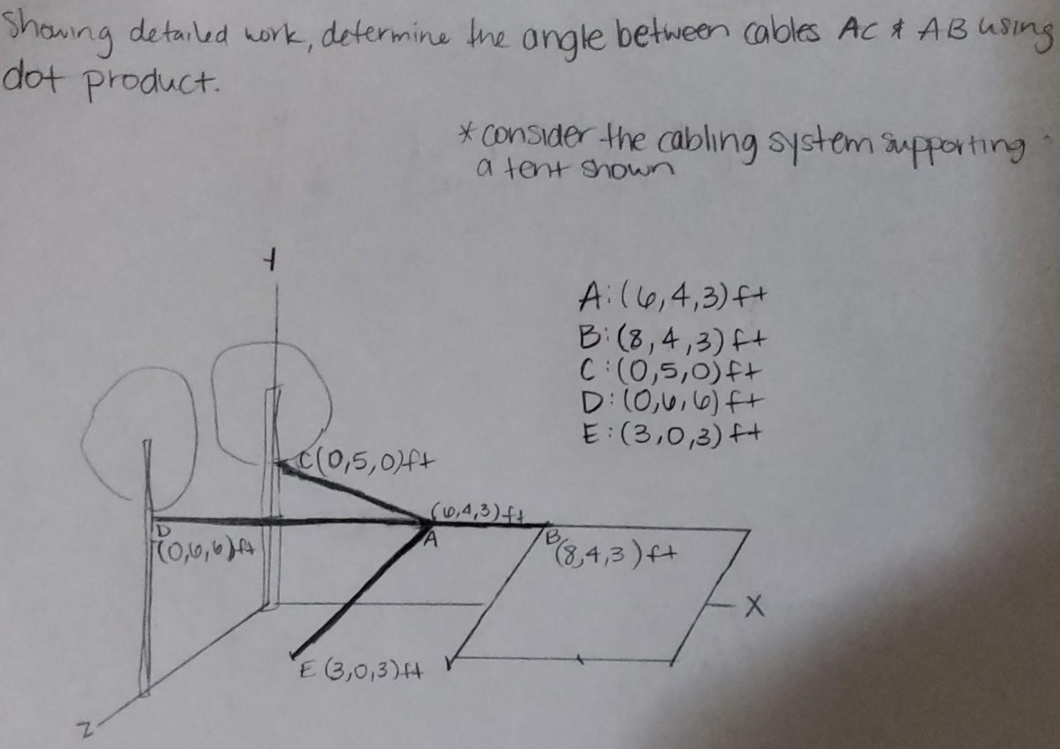 Solved Showing detailed work, determine the angle between | Chegg.com
