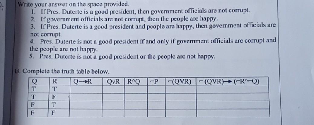Solved Write the following in symbolic form using P, Q, and | Chegg.com
