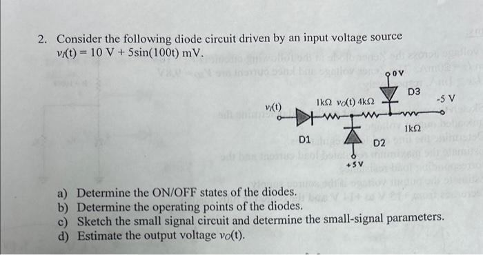 Solved Consider the following diode circuit driven by an | Chegg.com