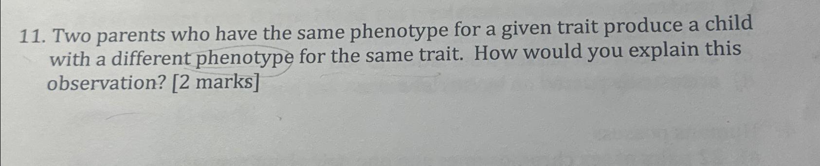 Solved Two parents who have the same phenotype for a given | Chegg.com