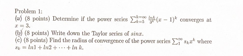 Solved Problem 1:(2) (8 ﻿points) ﻿Determine if the power | Chegg.com