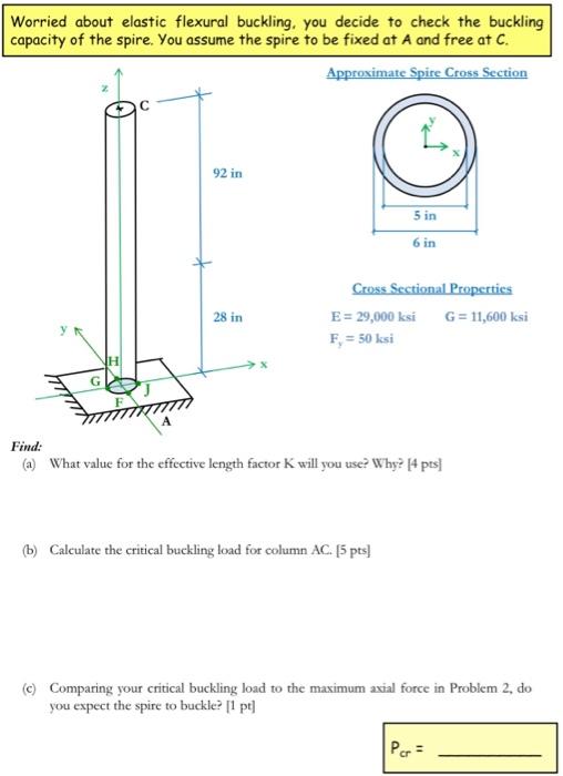 Solved Worried about elastic flexural buckling, you decide | Chegg.com