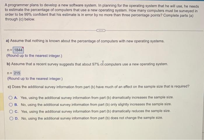 Solved A programmer plans to develop a new software system. | Chegg.com