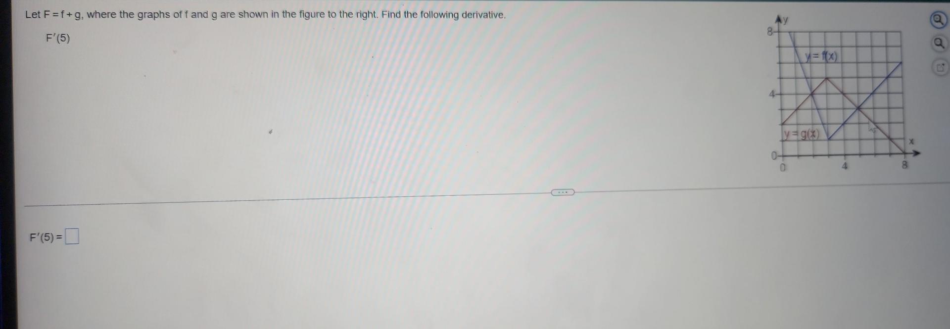Solved Let F=f+g, F′(5) F′(5)= | Chegg.com Solved Let F=f+g, F′(5) F′(5)= | Chegg.com