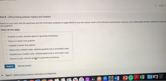 Solved 3 of 4 Part E-Differentiating between Galena and | Chegg.com