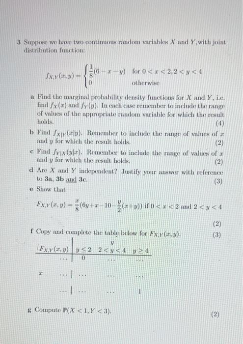 Solved 3 Suppose we have two contimous random variables X | Chegg.com