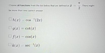 Solved Choose all functions from the list below that are | Chegg.com