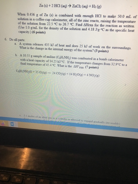 Solved Zn (s) + 2 HCl(aq) → ZnCl2 (aq) + H2 (g) When 0.456 g | Chegg.com