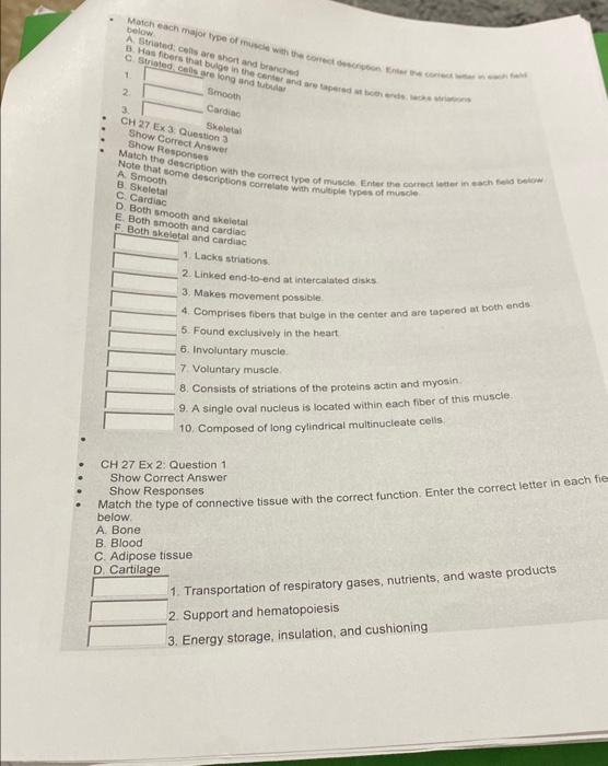 Solved Match each major type of muscle with the correct | Chegg.com