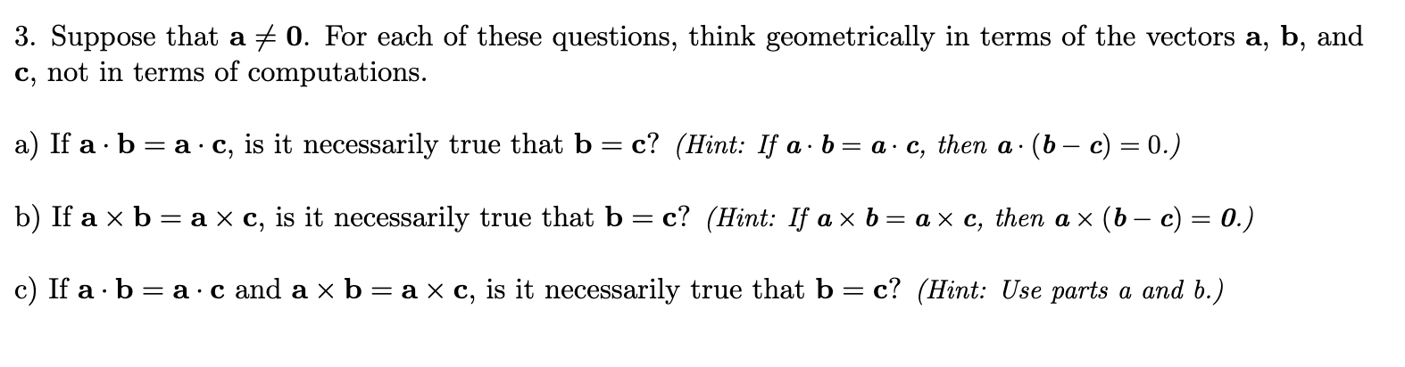 Solved Suppose that a≠0. ﻿For each of these questions, think | Chegg.com