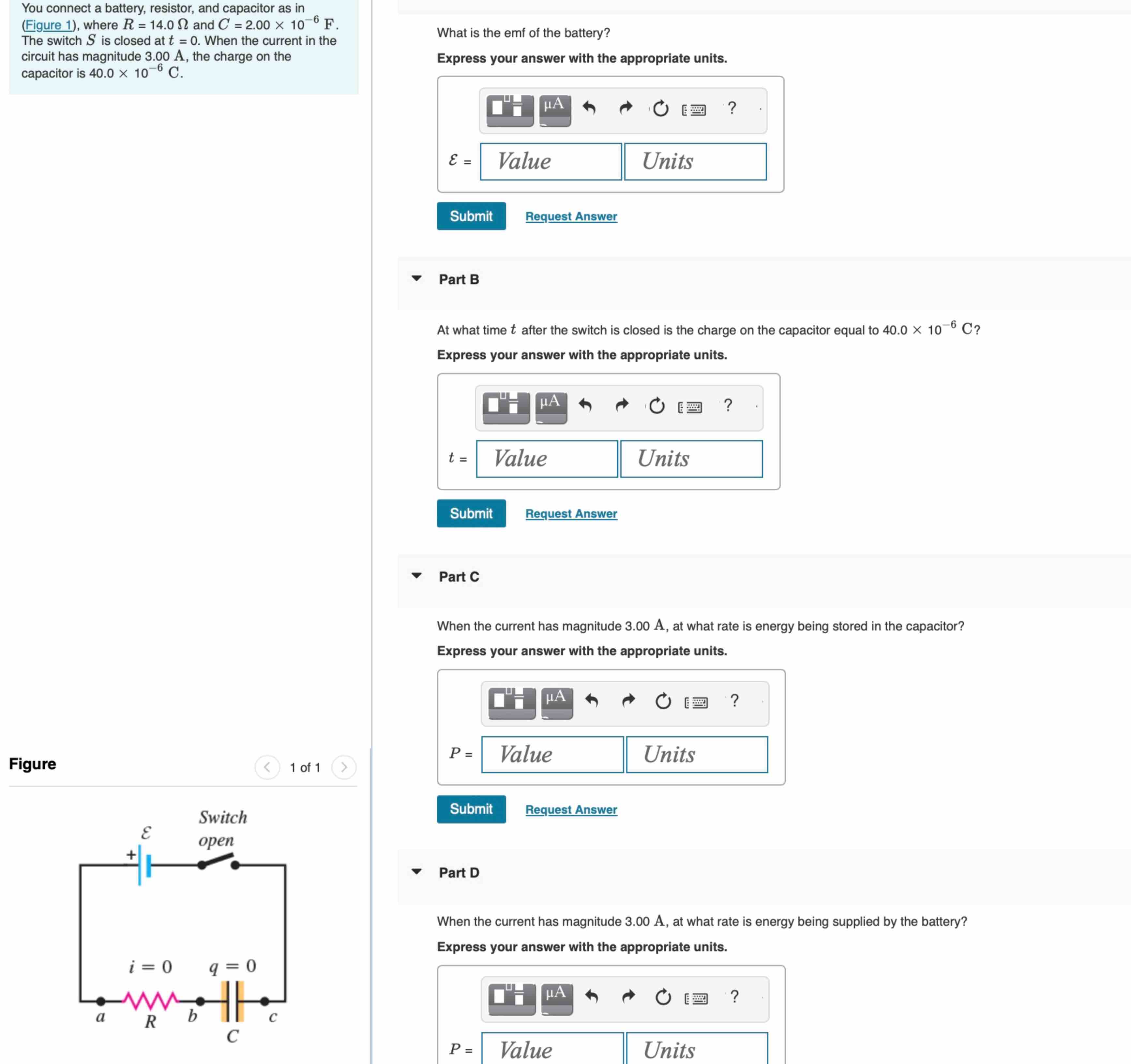 Solved You connect a battery, resistor, and capacitor as | Chegg.com