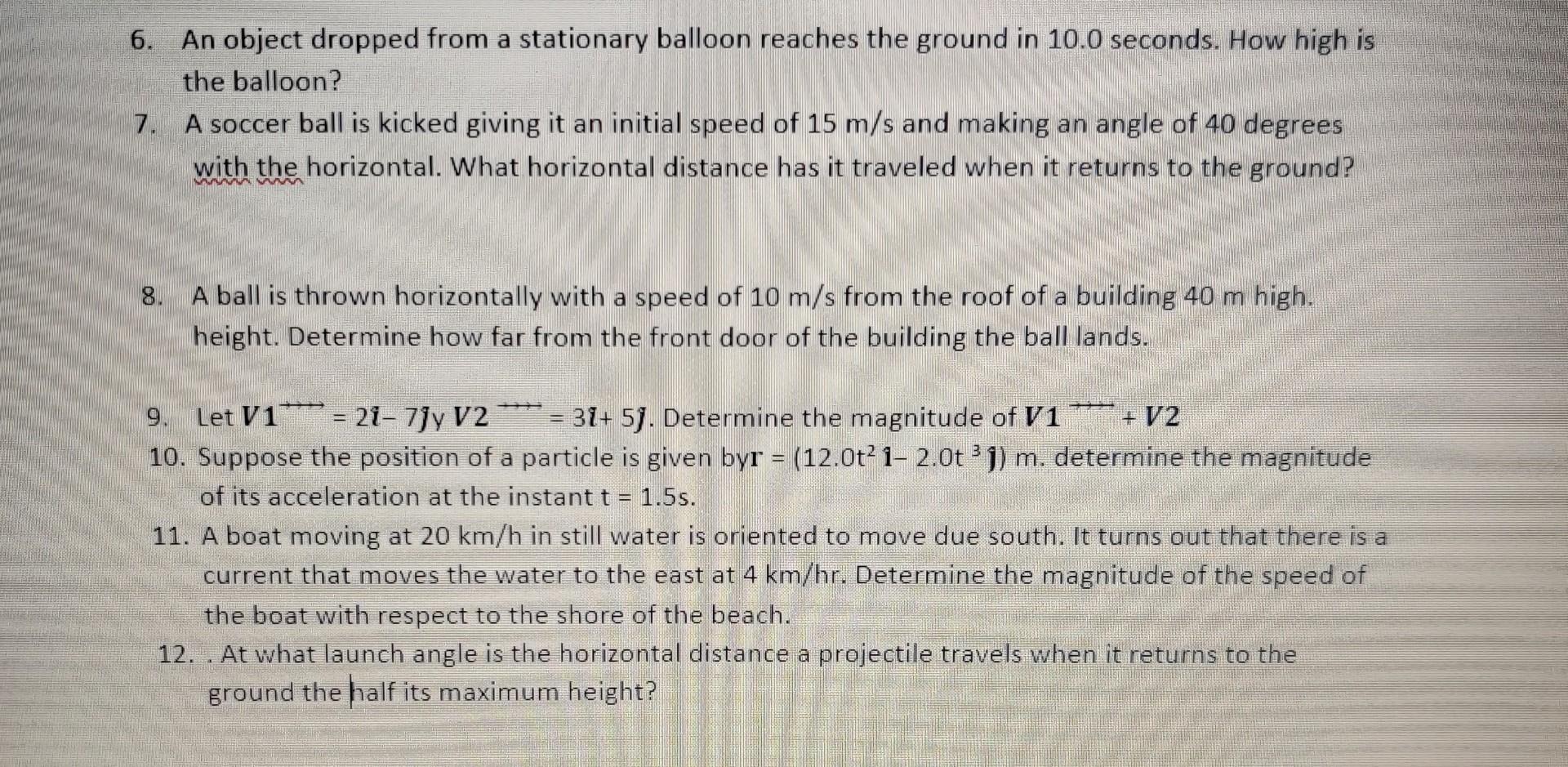 Solved 6. An object dropped from a stationary balloon | Chegg.com