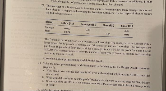 Solved 23. Solve the linear programming model formulated in | Chegg.com
