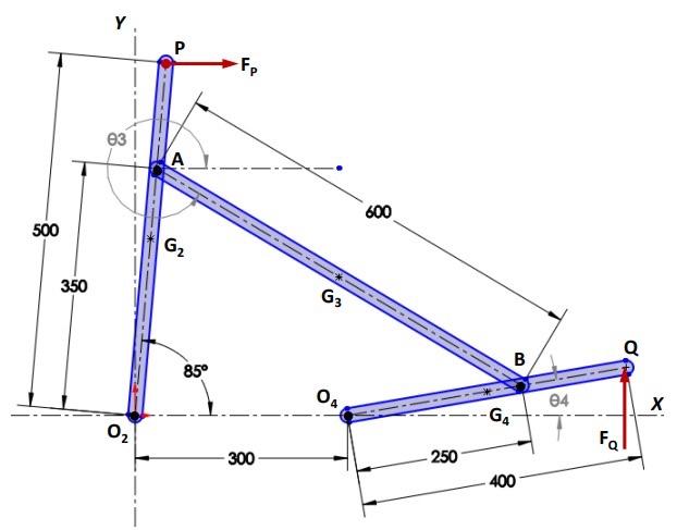 Solved Shown here is a four-bar mechanism with dimensions in | Chegg.com
