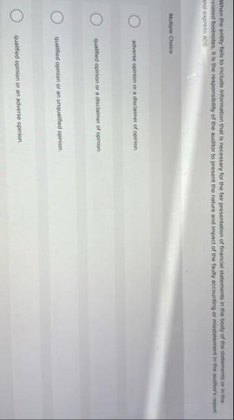 Solved When the entity fails to include information that is | Chegg.com