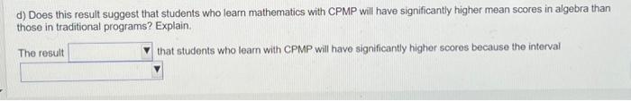 Solved The Core Plus Mathematics Project (CPMP) is an | Chegg.com