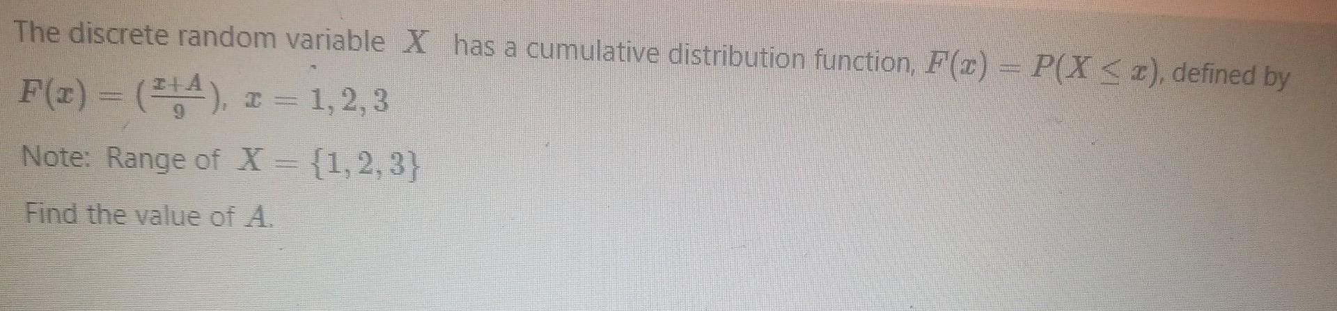 Solved Consider the following cumulative distribution | Chegg.com