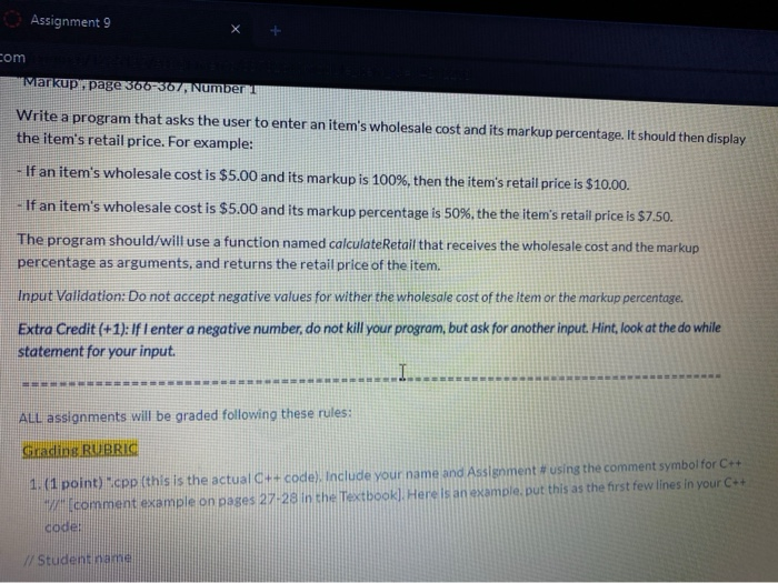 Solved Assignment 9 Com Markup Page 366 367 Numbe Write A 4934