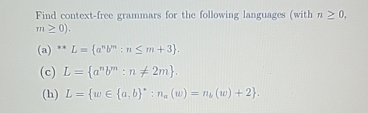 Solved Find context-free grammars for the following | Chegg.com