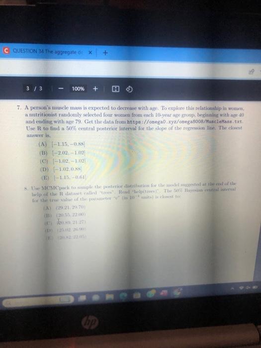 7. A person's muscle mass is expected to decrease | Chegg.com