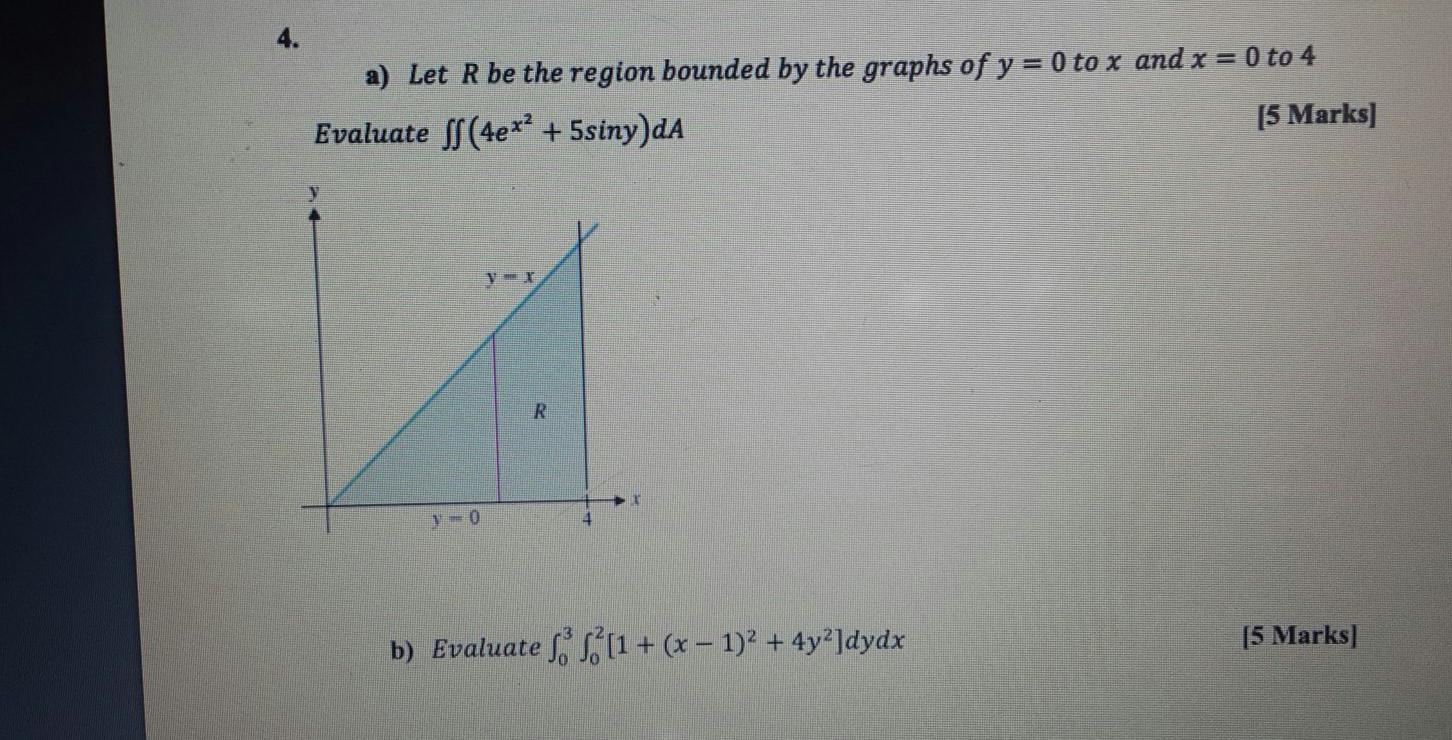 Solved 4. a) Let R be the region bounded by the graphs of y | Chegg.com