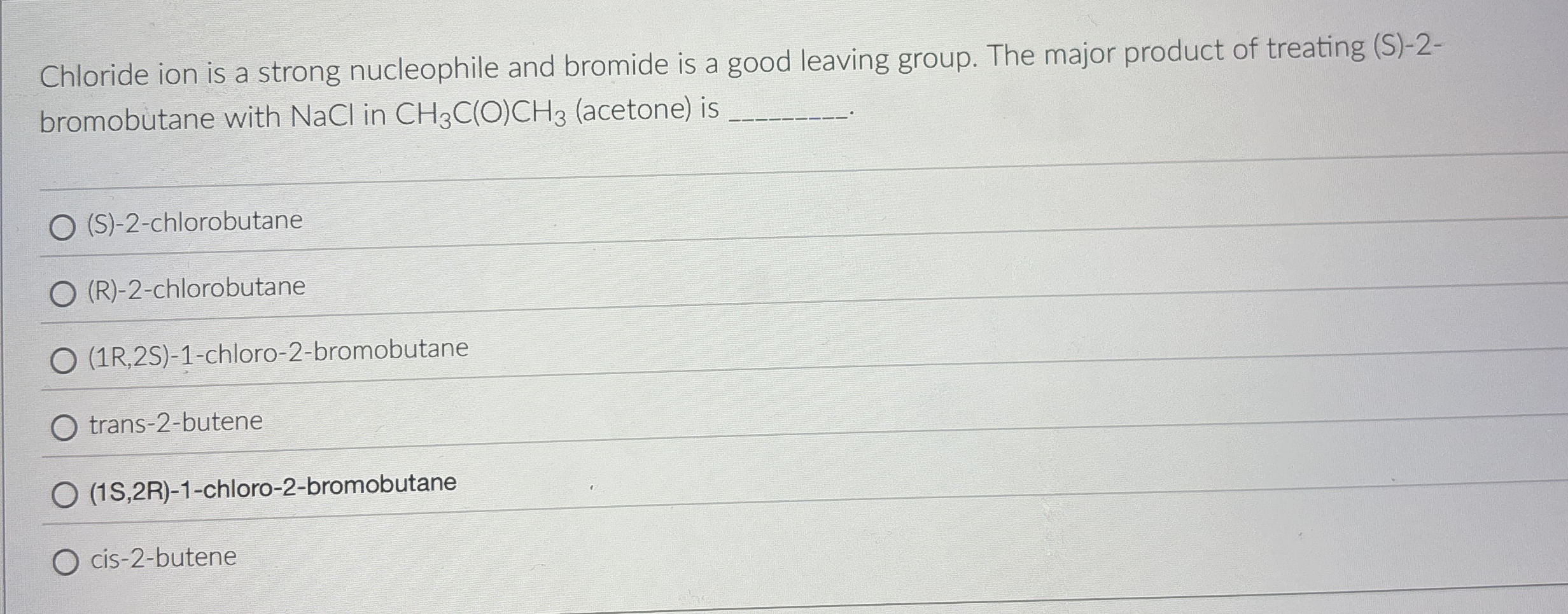 Solved Chloride ion is a strong nucleophile and bromide is a | Chegg.com