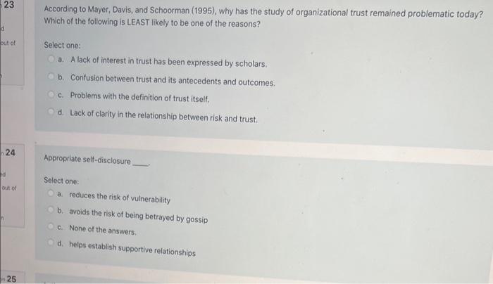 Solved According to Mayer, Davis, and Schoorman (1995), how | Chegg.com