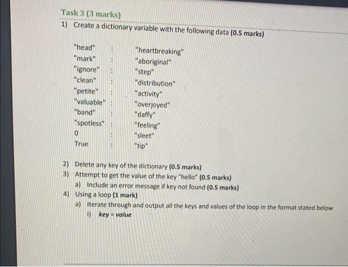 Solved 1) Create a dictionary variable with the following | Chegg.com