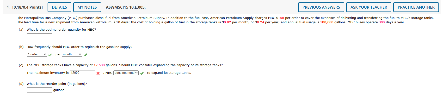 Solved (a) ﻿What is the optimal order quantity for MBC?(b) | Chegg.com