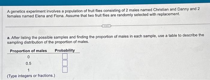 Solved A genetics experiment involves a population of fruit | Chegg.com