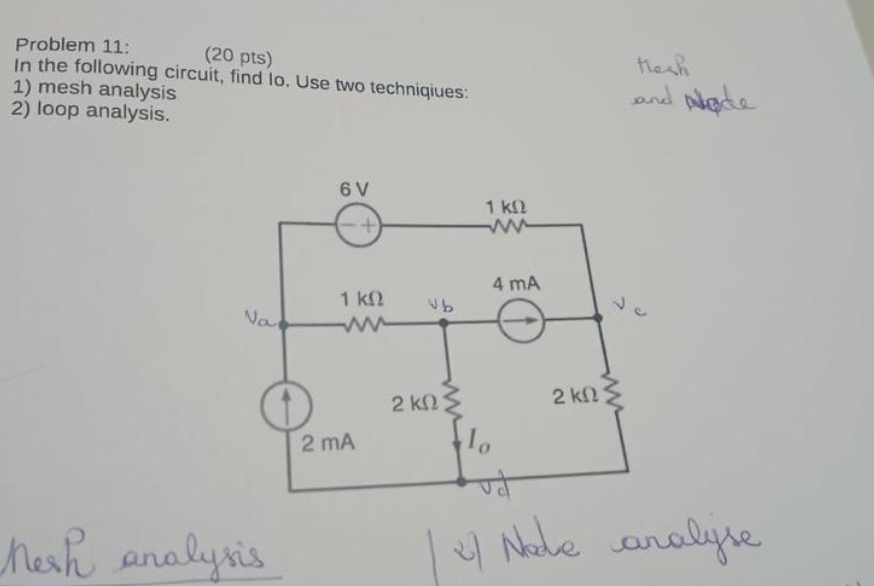 Solved Problem 11: In the following circuit, find lo. ﻿Use | Chegg.com