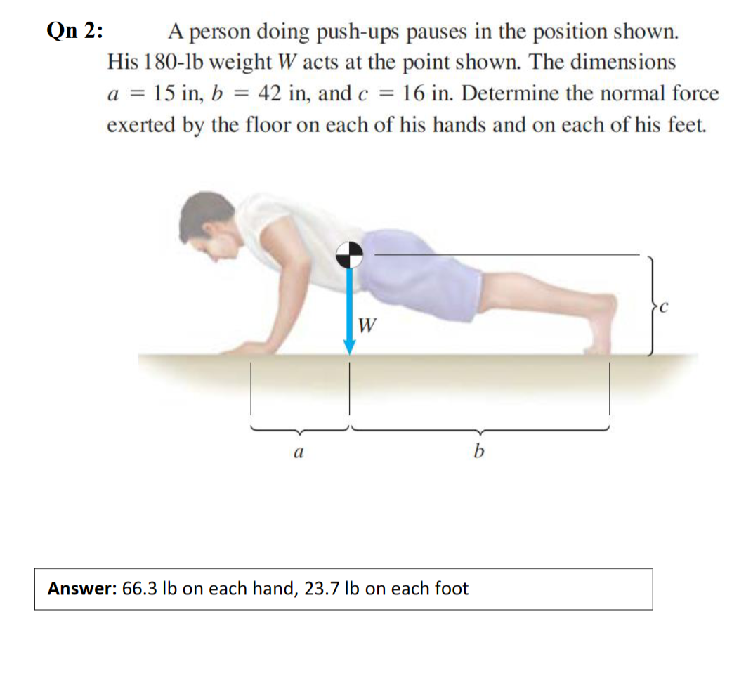 Solved Qn 2: A person doing push-ups pauses in the position | Chegg.com