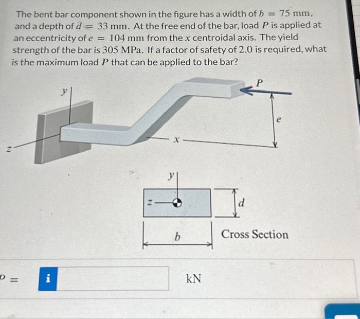 Solved The bent bar component shown in the figure has a | Chegg.com