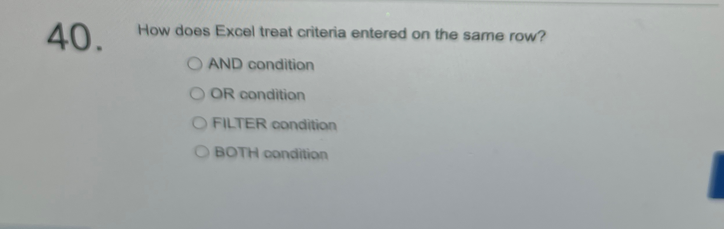 Solved How does Excel treat criteria entered on the same | Chegg.com